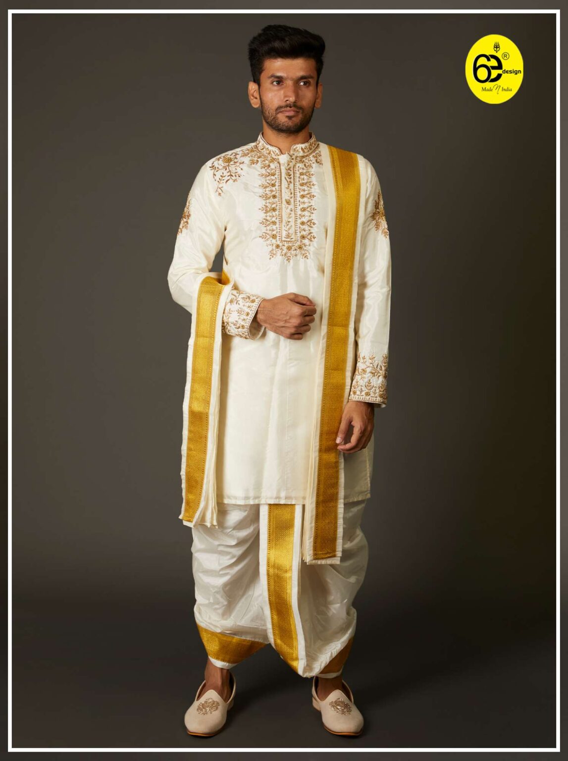 Exquisite Pattu Pancha Set for Dapper Groom Handcrafted Elegance
